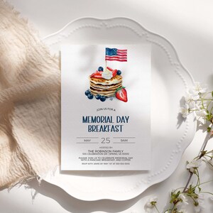 Memorial Day Breakfast Invitation, Memorial Day Pancake Breakfast ...