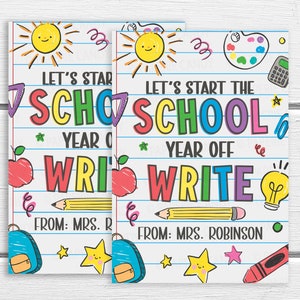 Back to School Gift Tags Let's Start the Year off Write - Etsy
