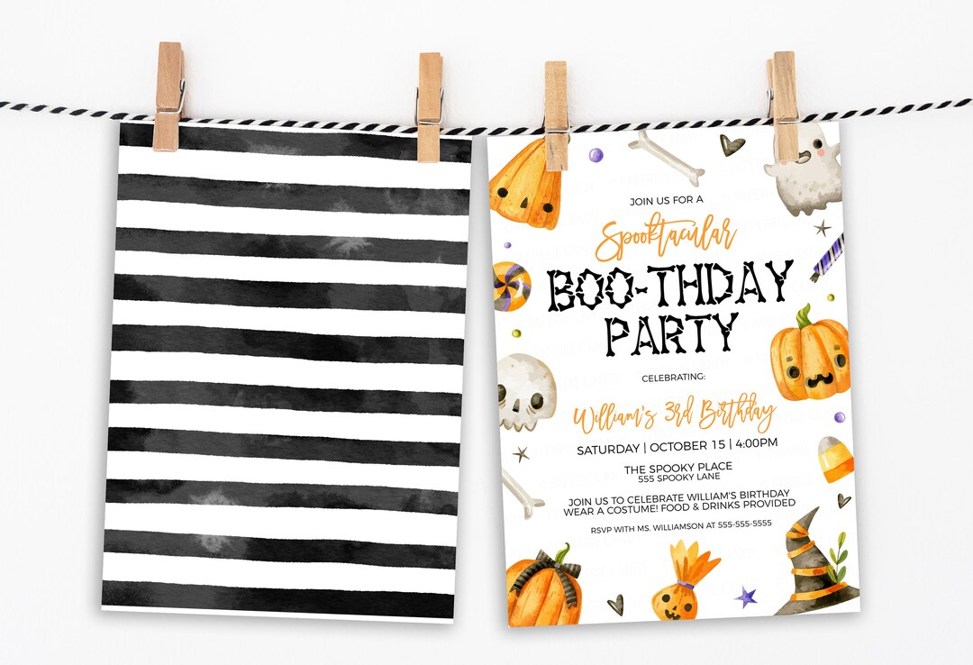 Editable Halloween Birthday Invitation, Boo-thday Kids Costume Party ...