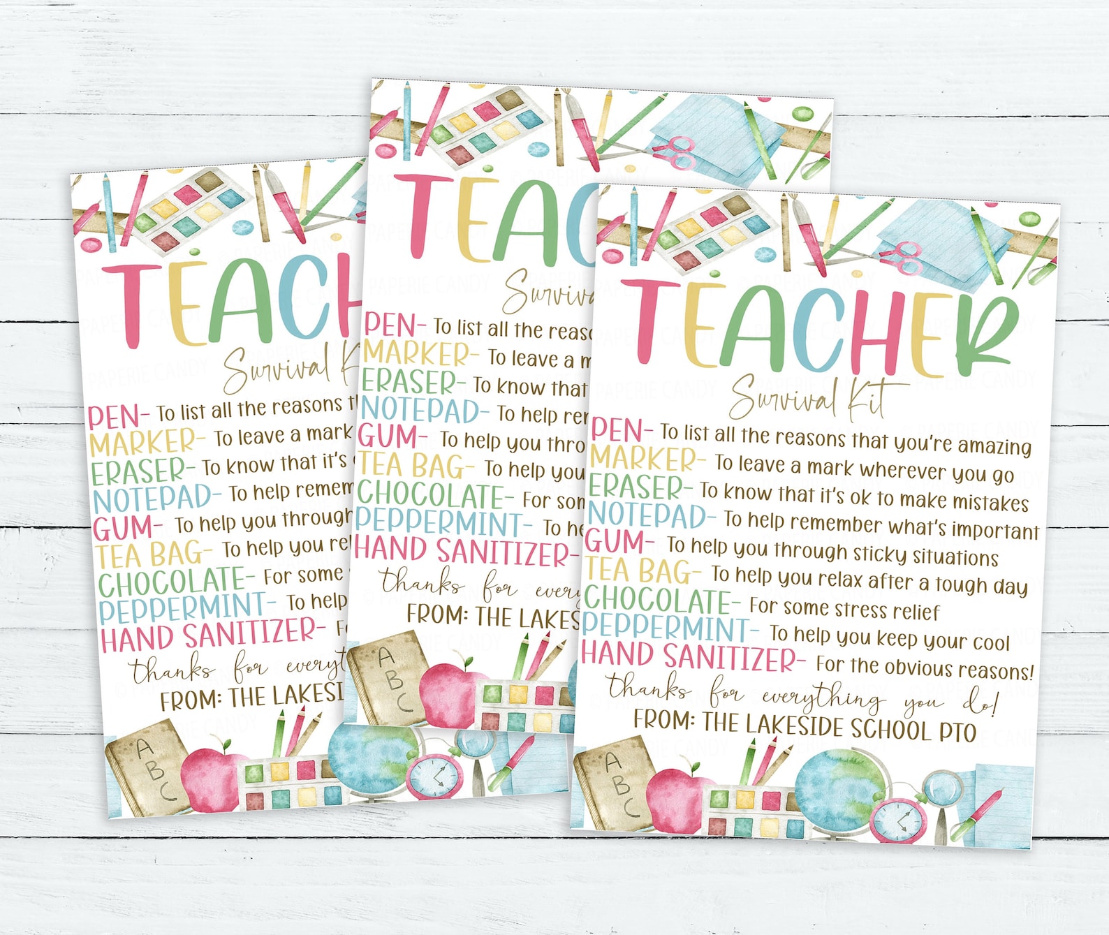 Teacher Survival Kit Gift Tag Welcome Back to School First - Etsy