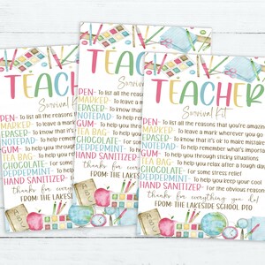 Teacher Survival Kit Gift Tag, Welcome Back to School, First Day Label ...