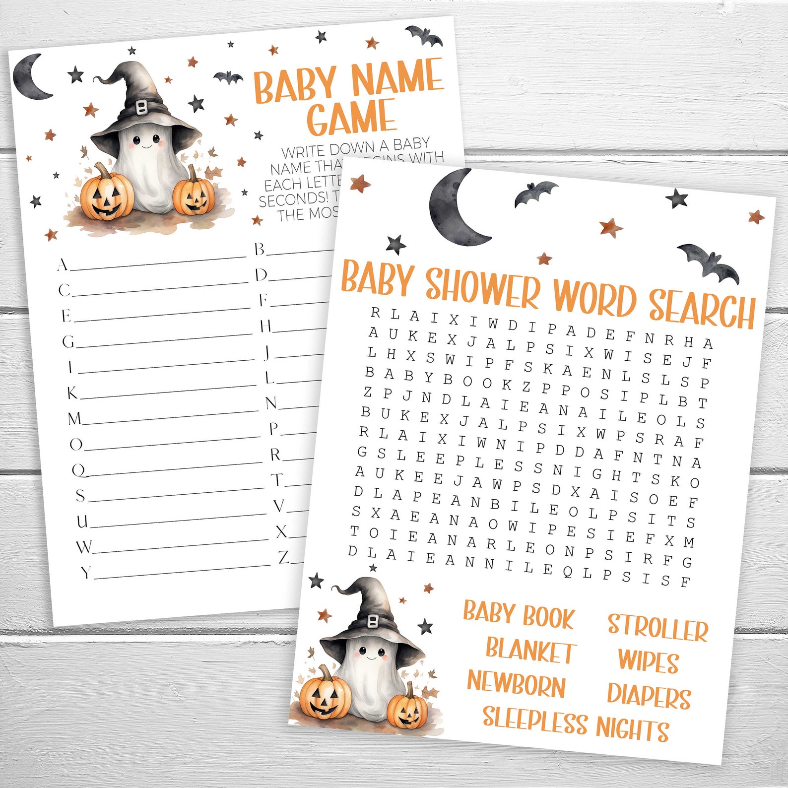 Halloween Baby Shower Games, 20 Printable Baby Shower Game, A Little ...