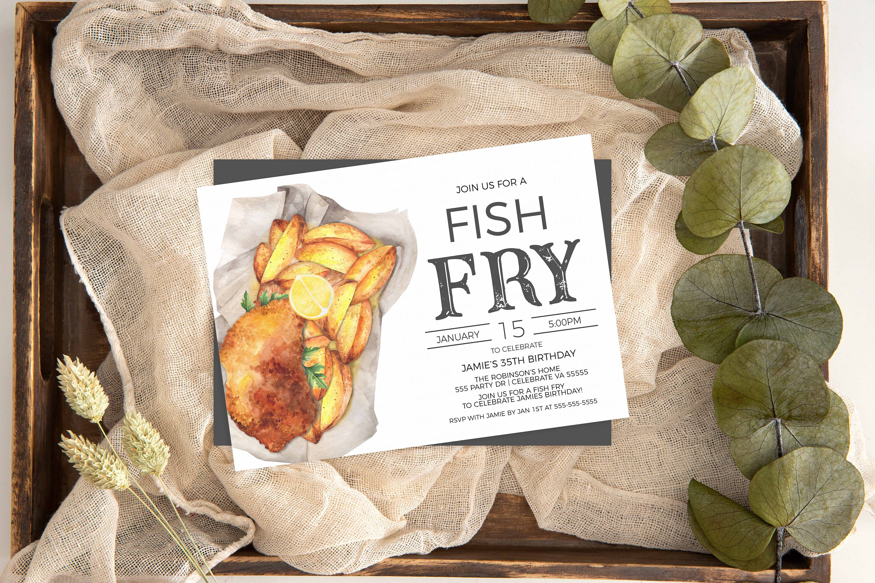 Fish Fry Invitation Fish and Chips Invite Seafood Birthday - Etsy