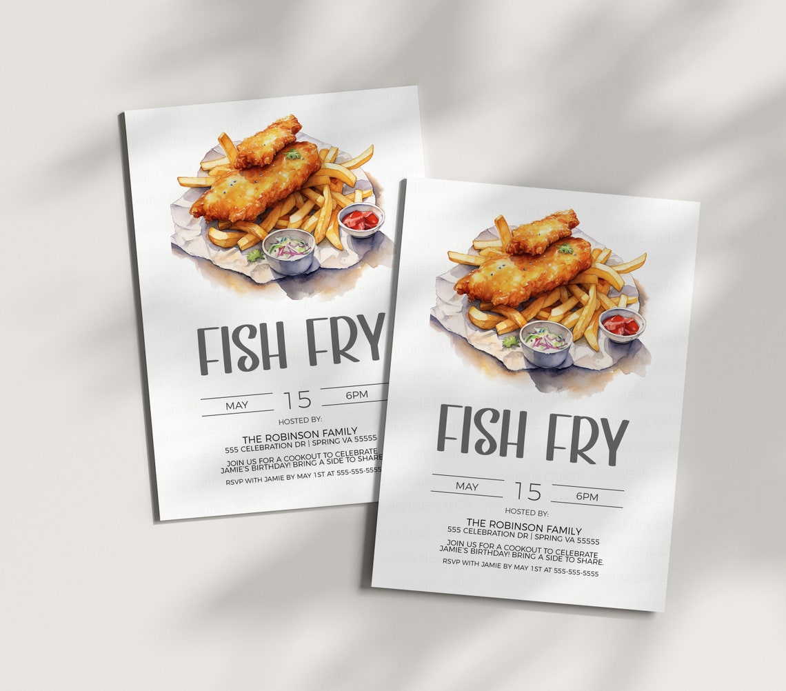 Fish Fry Invitation Fish and Chips Invite Seafood Birthday - Etsy
