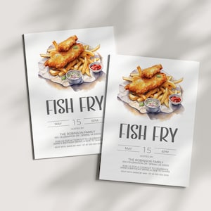 Fish Fry Invitation, Fish and Chips Invite, Seafood Birthday Party ...