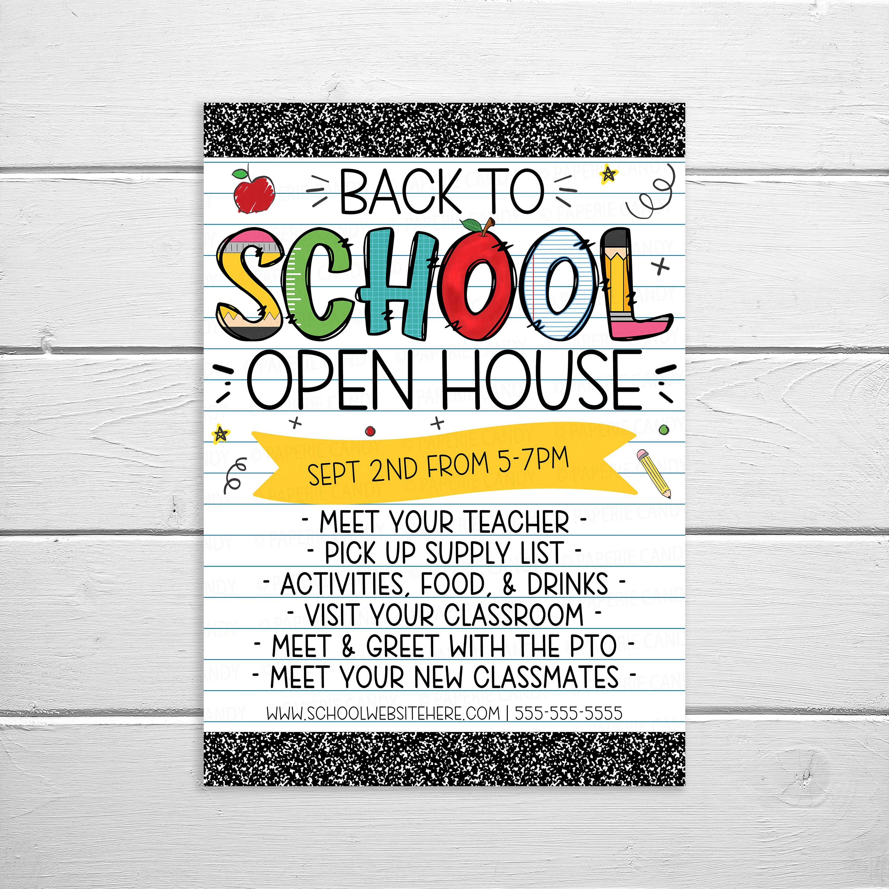 School Open House Flyer, Back to School Meeting, New Students ...