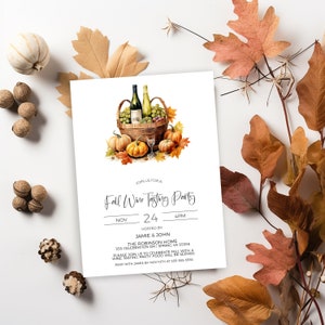 Fall Wine Tasting Invitation, Autumn Wine Party Invite, Fall Wine and ...