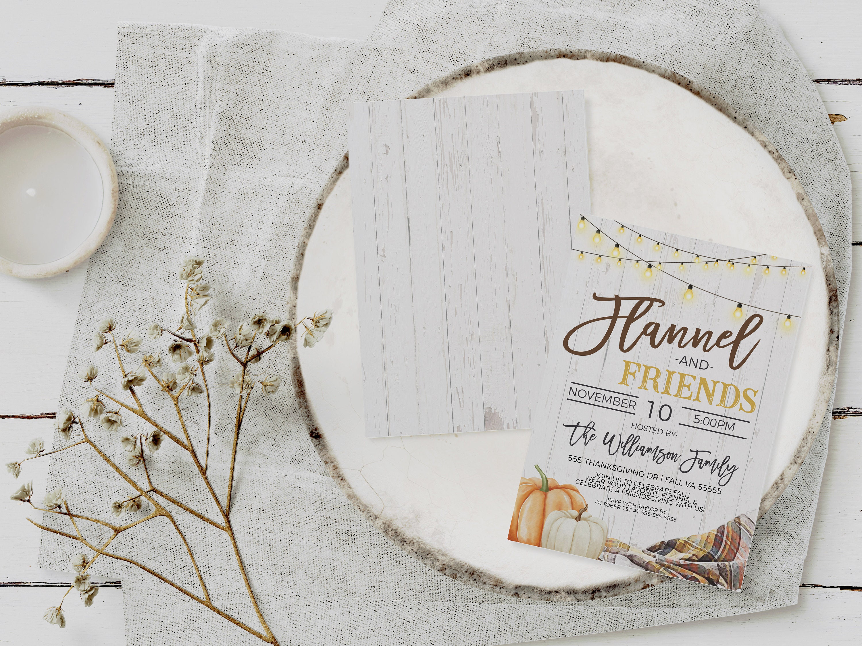 Friendsgiving Invitation, Flannel and Friends Party Invite, Fall ...