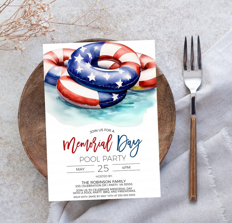 Memorial Day Pool Party Invitation Memorial Day Pool Invite - Etsy