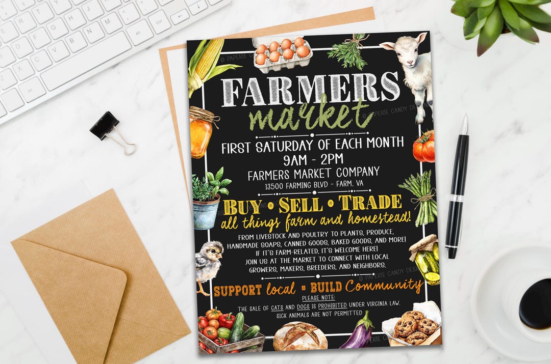 Farmers Market Flyer Editable Template, Farm Stand Poster, Local ...