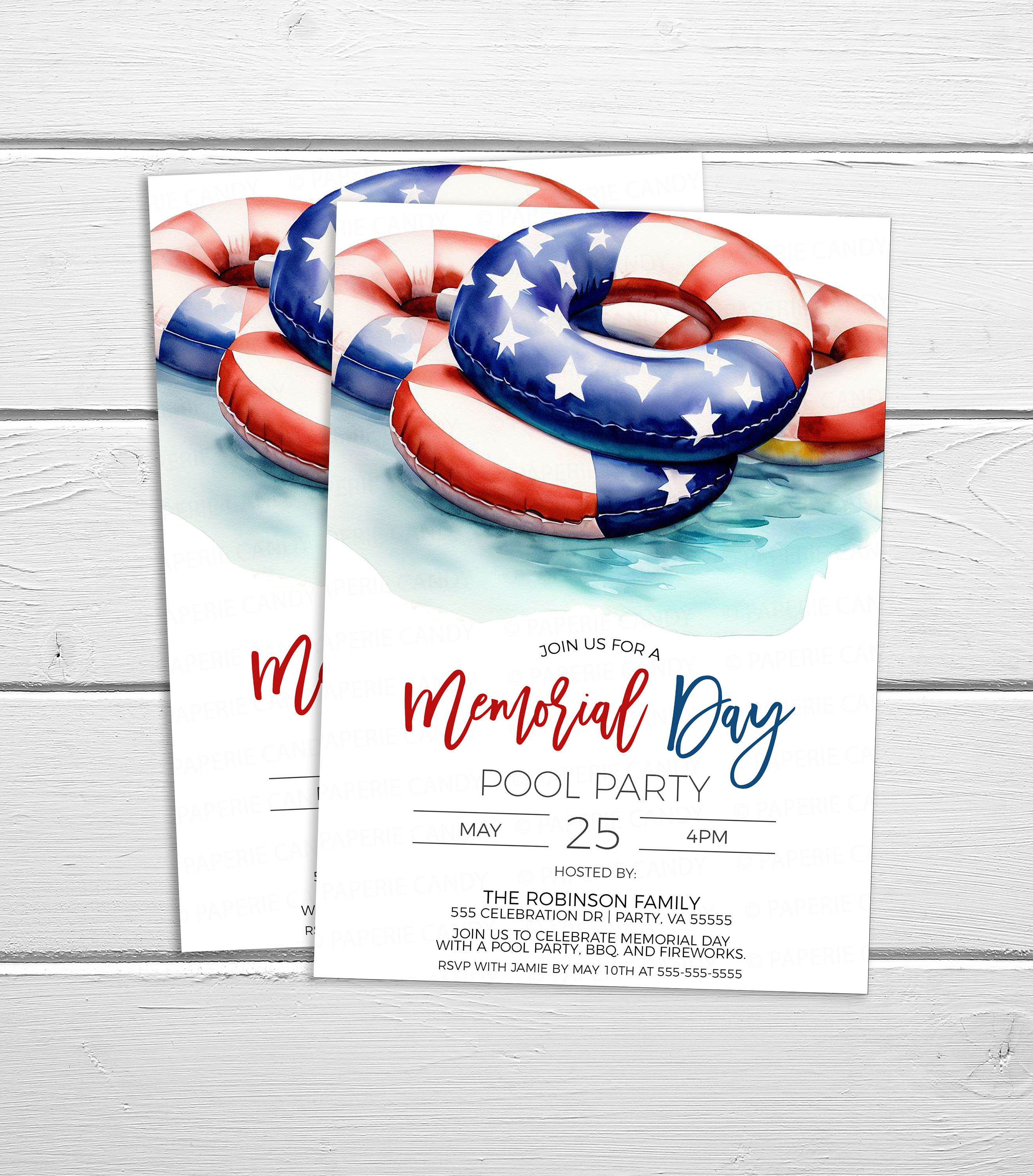 Memorial Day Pool Party Invitation Memorial Day Pool Invite Etsy