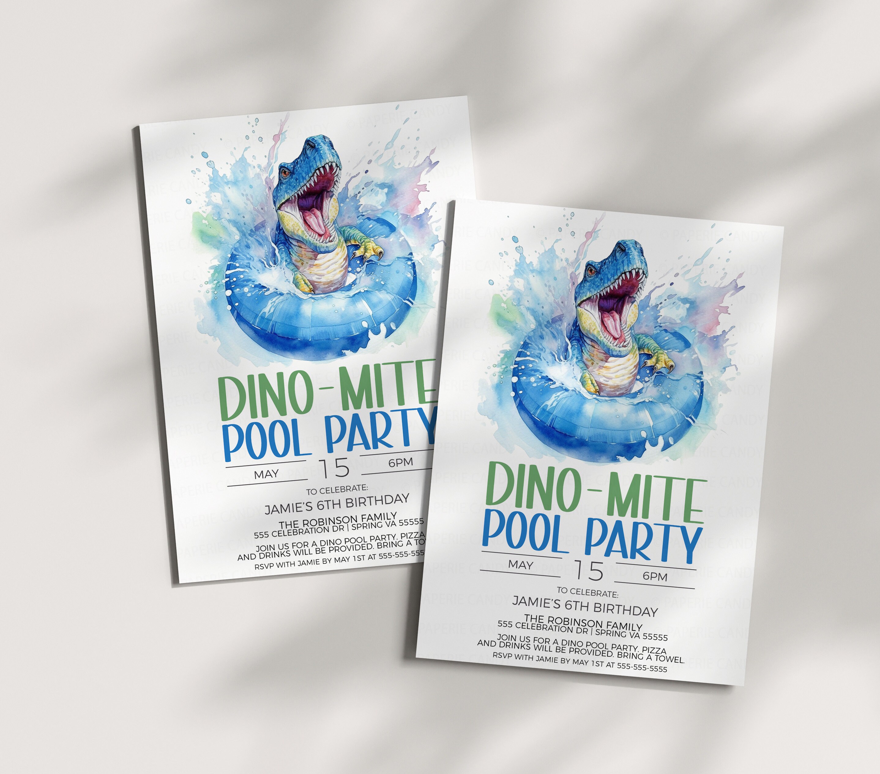 Dinosaur Pool Party Invitation Dino Pool Party Invite - Etsy