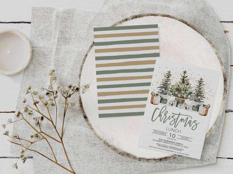 Editable Christmas Lunch Party Invitation, Brunch Luncheon Dinner ...