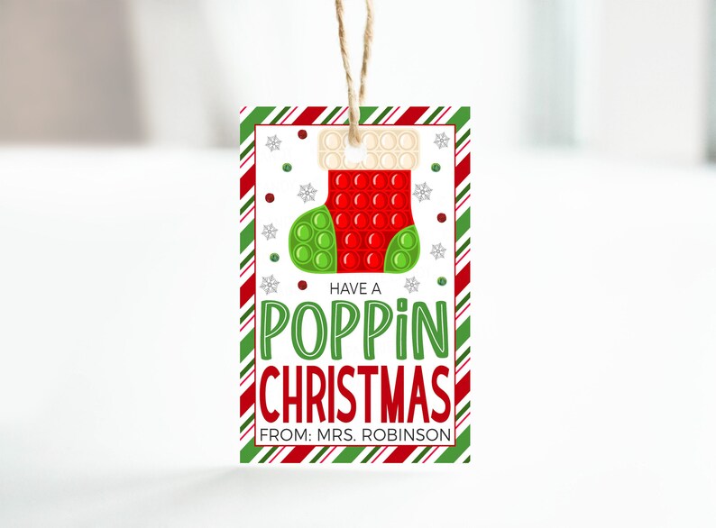 Christmas Pop Fidget Toy Gift Tag, Have A Poppin Christmas, Gift for ...