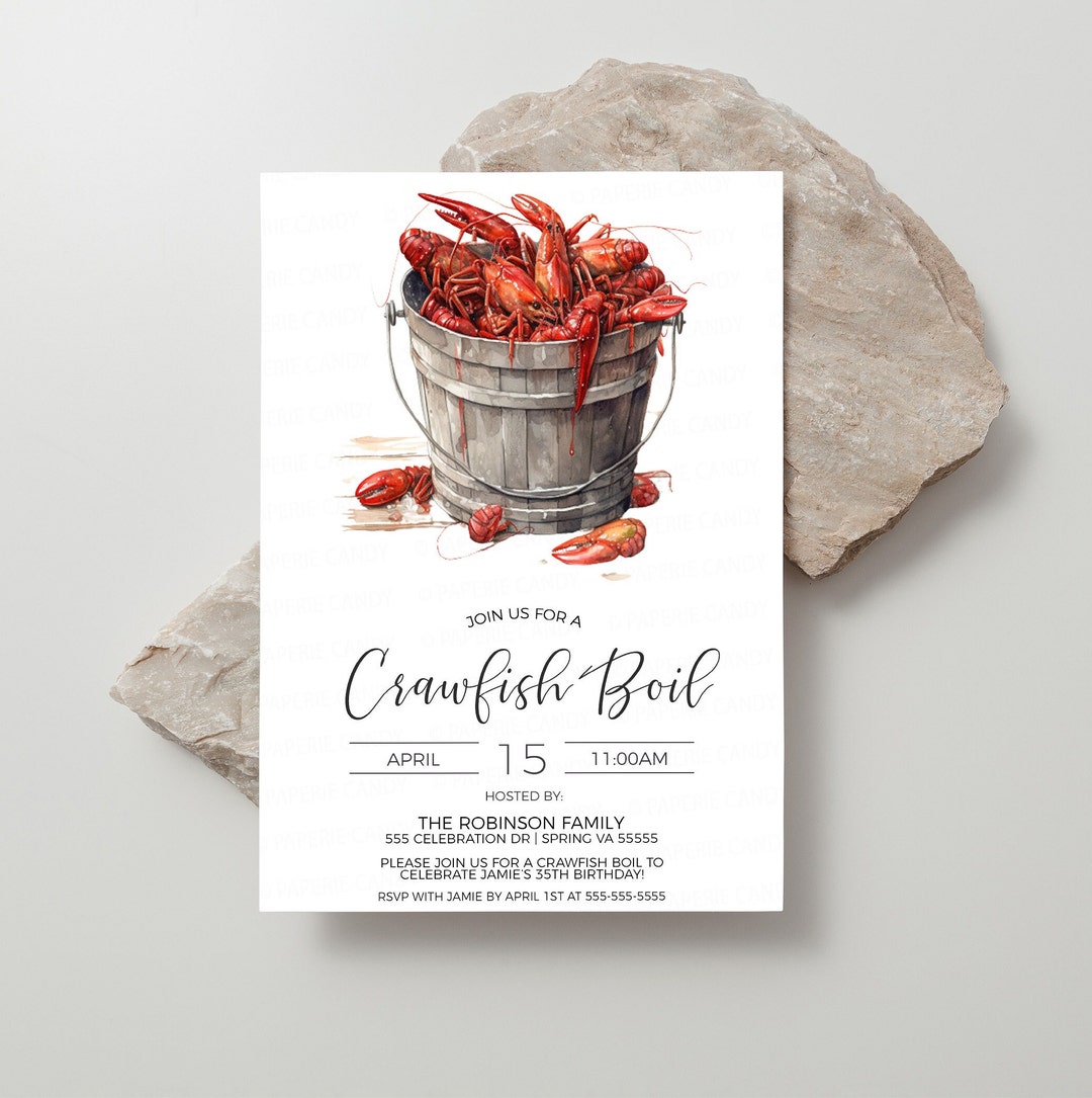 Crawfish Boil Invitation, Crawfish Boil Invite, Crawfish Boil Birthday ...