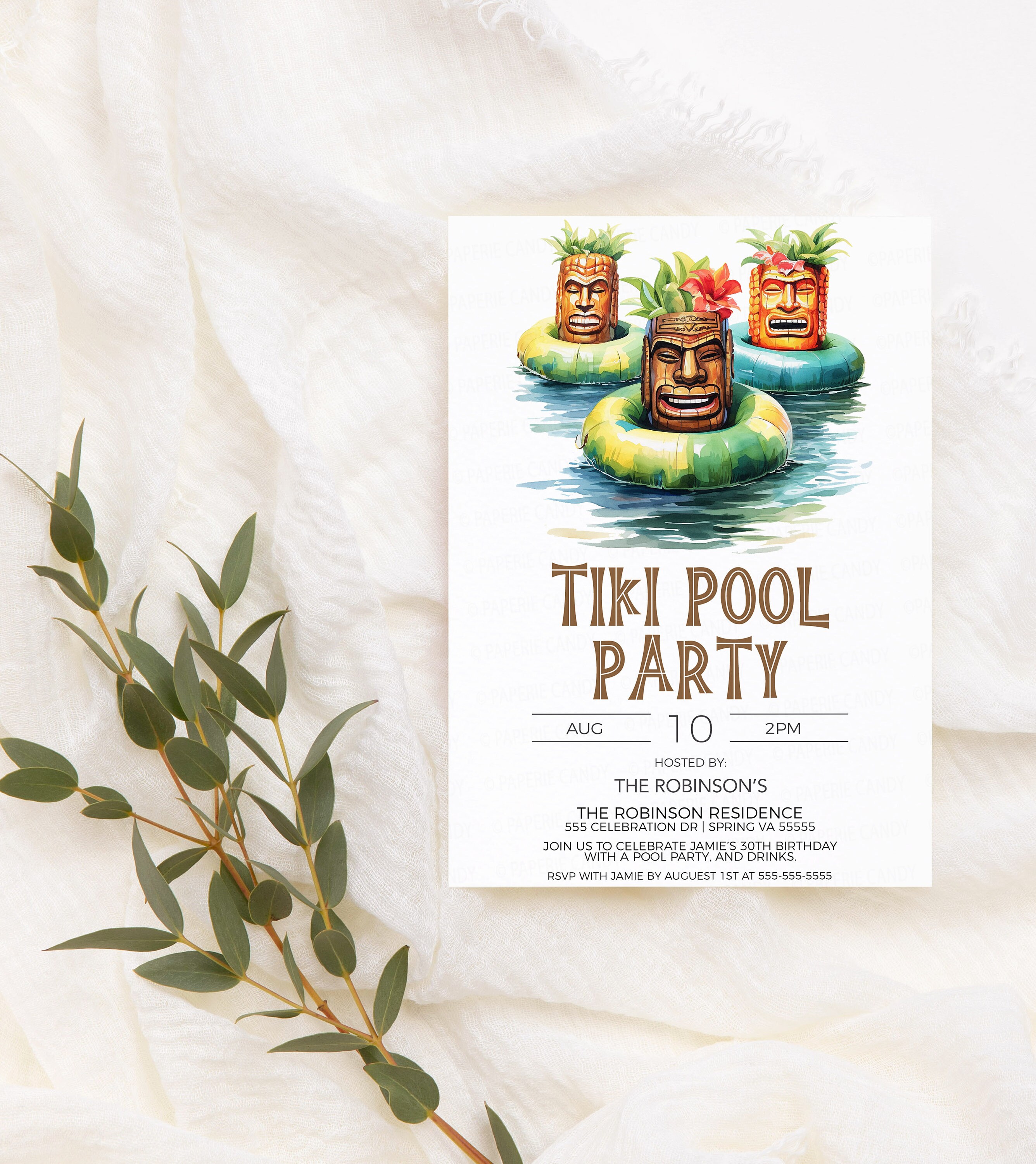Tiki Pool Party Invitation Tiki Water Park Party Invite - Etsy