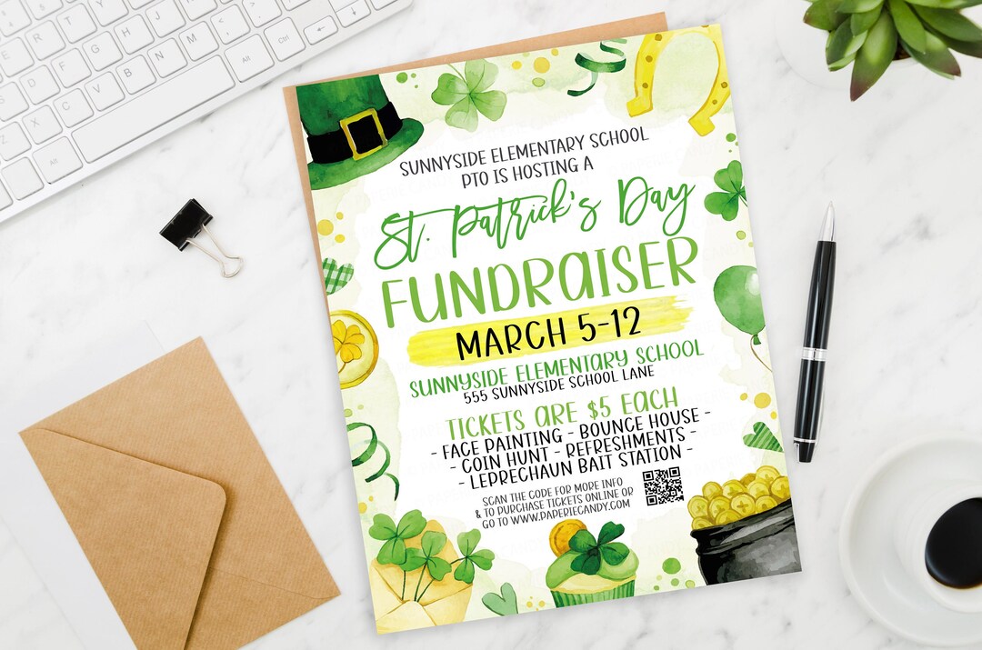 St. Patrick's Day Fundraiser Flyer, St. Patty Flyer Invite, Company ...