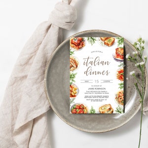 Italian Dinner Invitation, Italian Theme Invite, Pasta Dinner ...