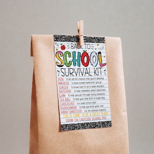 Back to School Survival Kit Gift Tag, Welcome Back First Day, Gift for ...