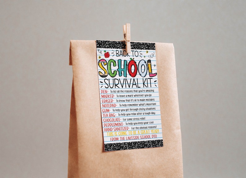 Back to School Survival Kit Gift Tag Welcome Back First Day - Etsy