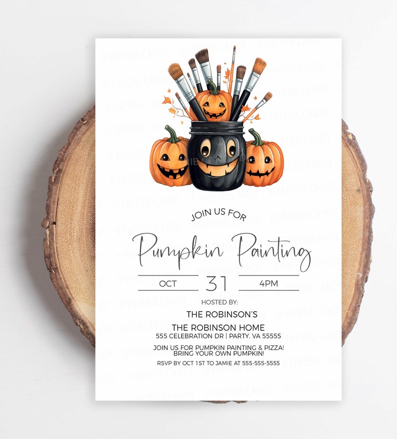 Pumpkin Painting Party Invitation, Jack-o-lantern Painting Party Invite ...