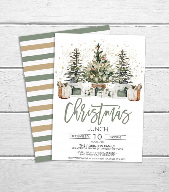 Editable Christmas Lunch Party Invitation, Brunch Luncheon Dinner ...