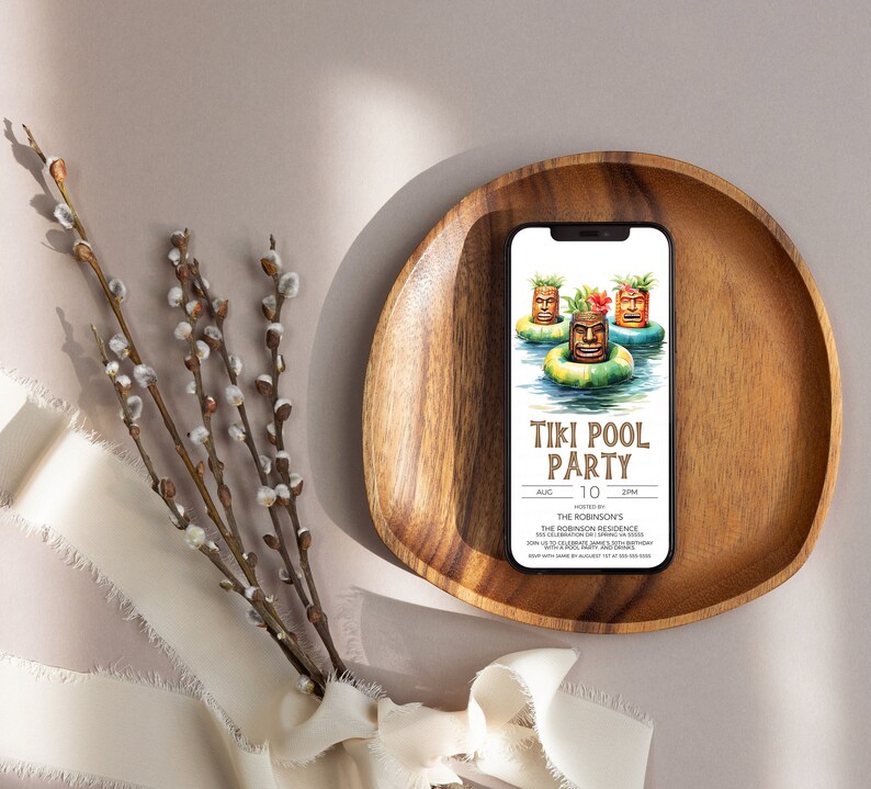 Tiki Pool Party Invitation Tiki Water Park Party Invite - Etsy