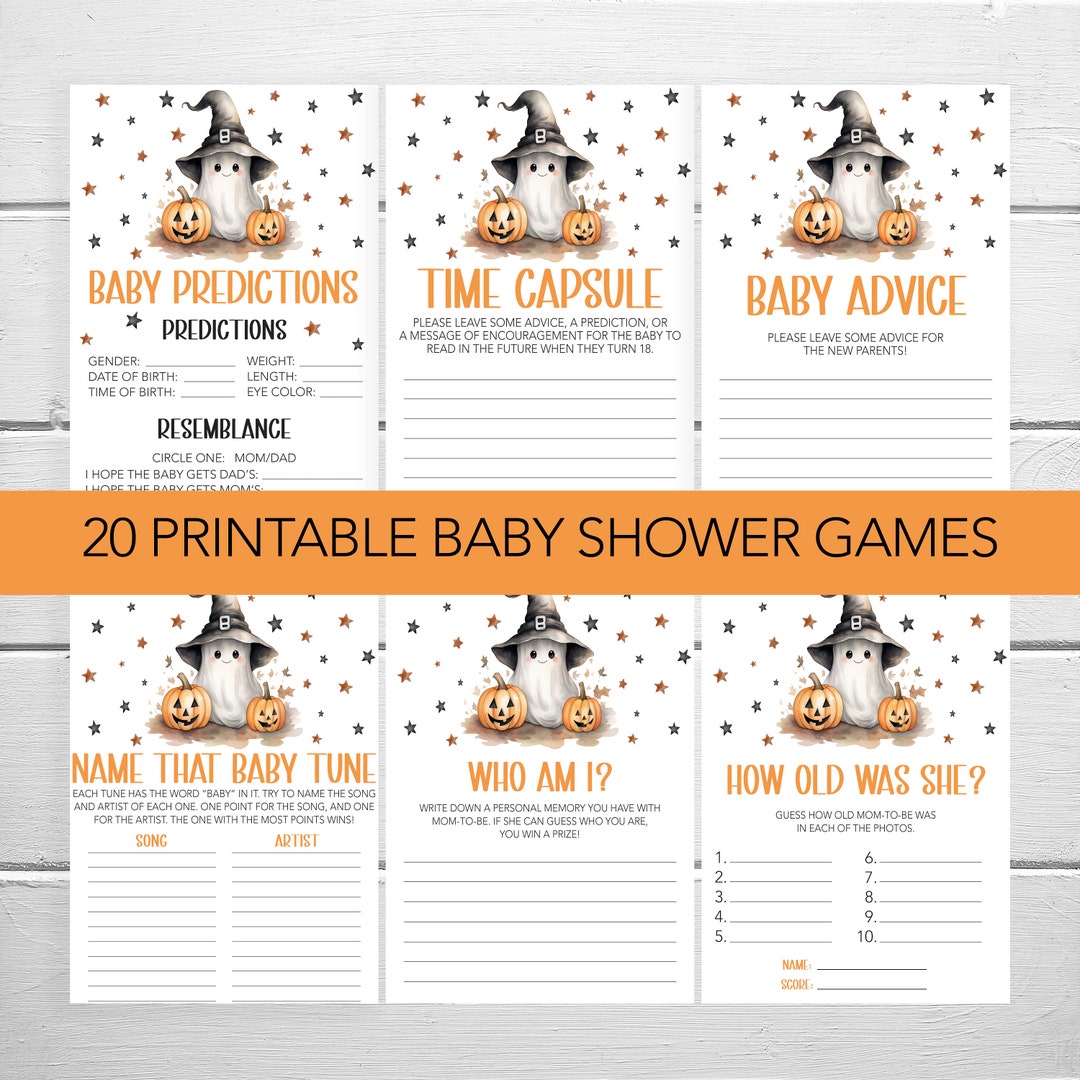 Halloween Baby Shower Games, 20 Printable Baby Shower Game, A Little ...