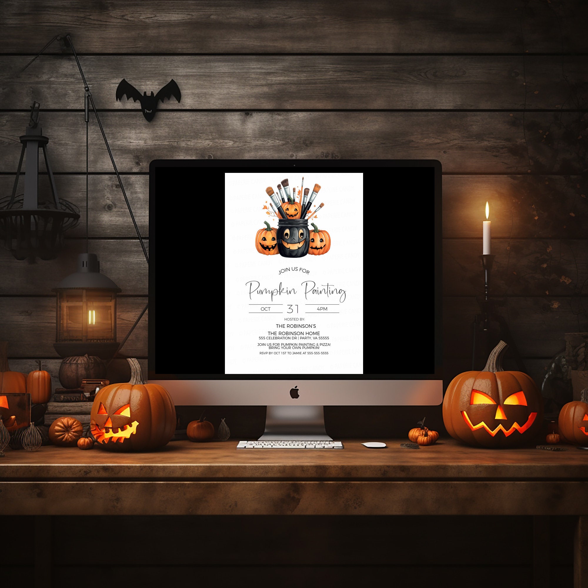 Pumpkin Painting Party Invitation, Jack-o-lantern Painting Party Invite ...