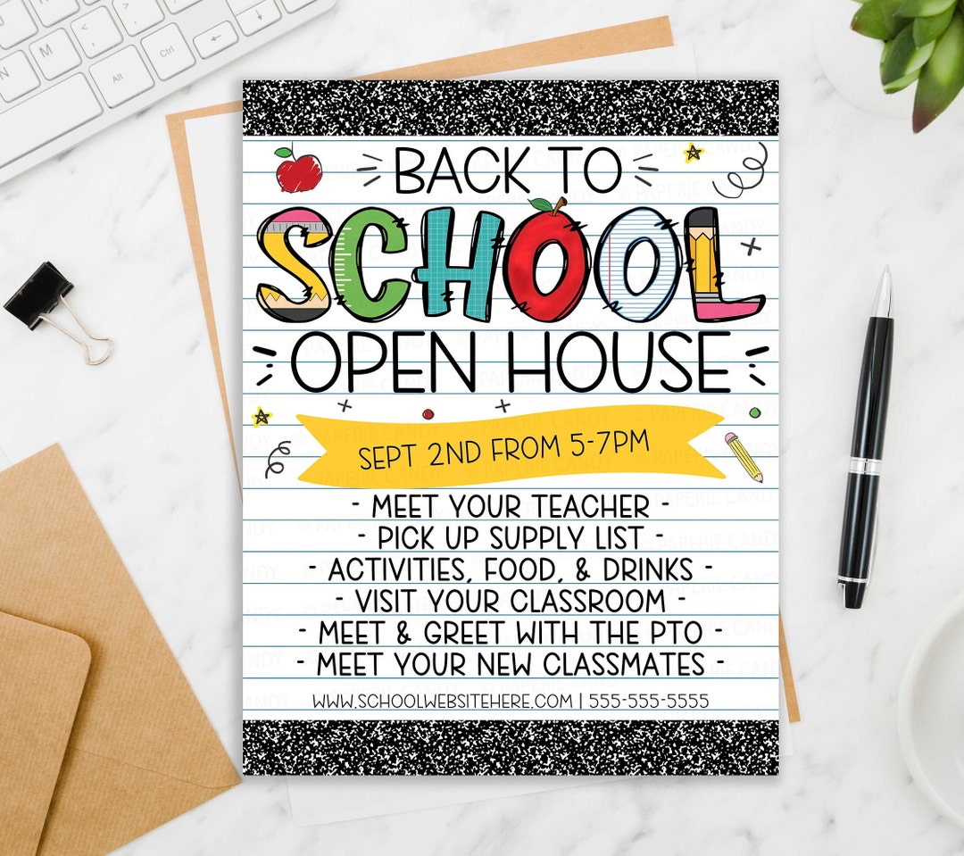 School Open House Flyer, Back to School Meeting, New Students ...