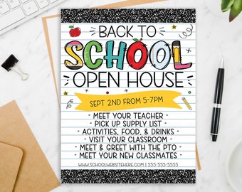 Editable School Open House Flyer Back to School Invitation - Etsy
