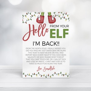 Editable Hello Elf Letter, Welcome Note I'm Back, Goodbye Elf Arrival ...