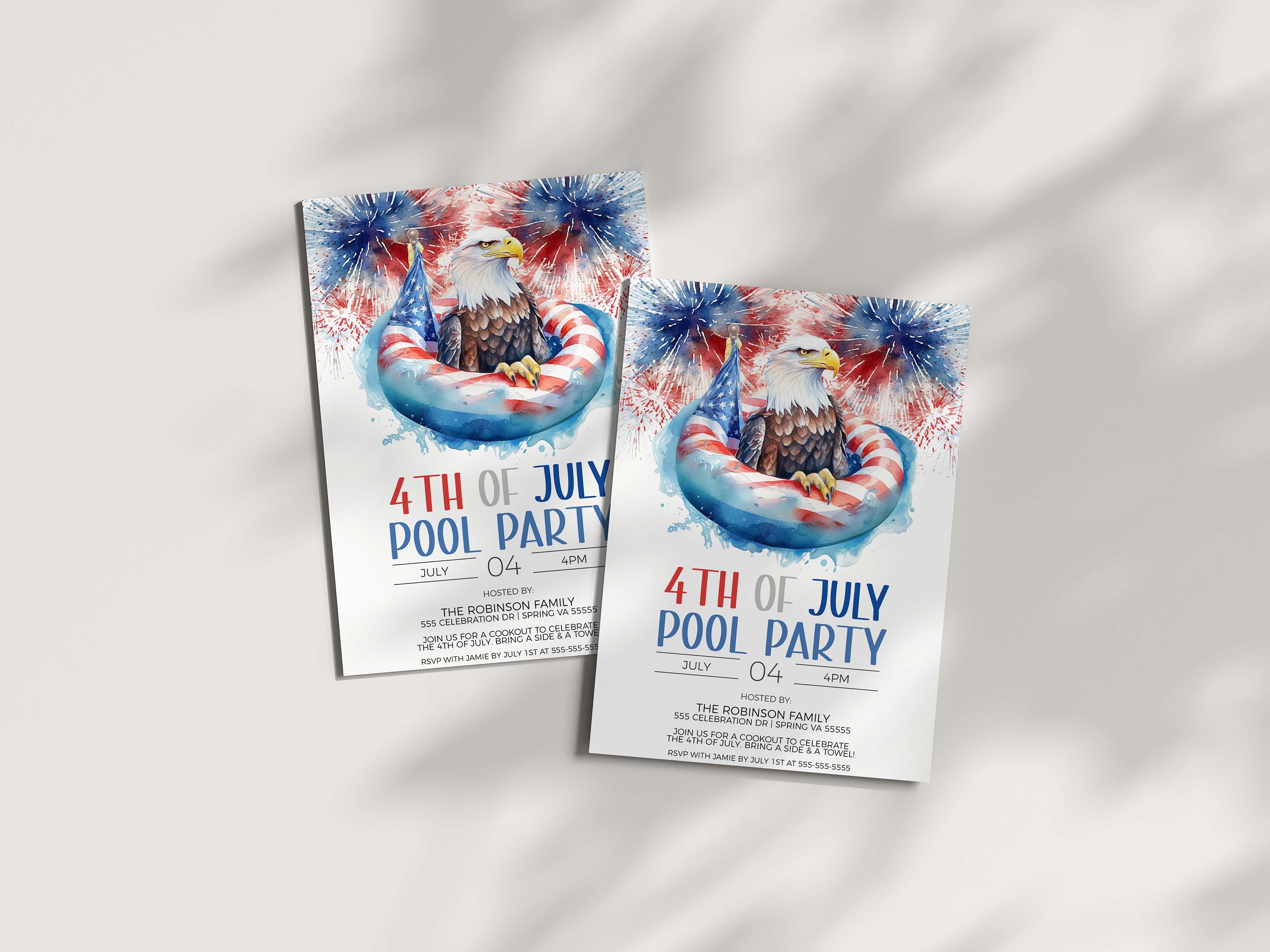 4th of July Pool Party Invitation, Independence Day Pool Party Invite ...