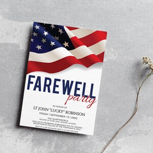 Military Farewell Party Invitation, American Flag Invite, Hail & Bail ...