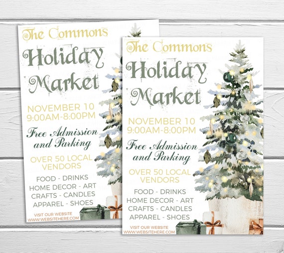 Editable Holiday Market Invitation, Winter Holiday Invite, Boutique ...