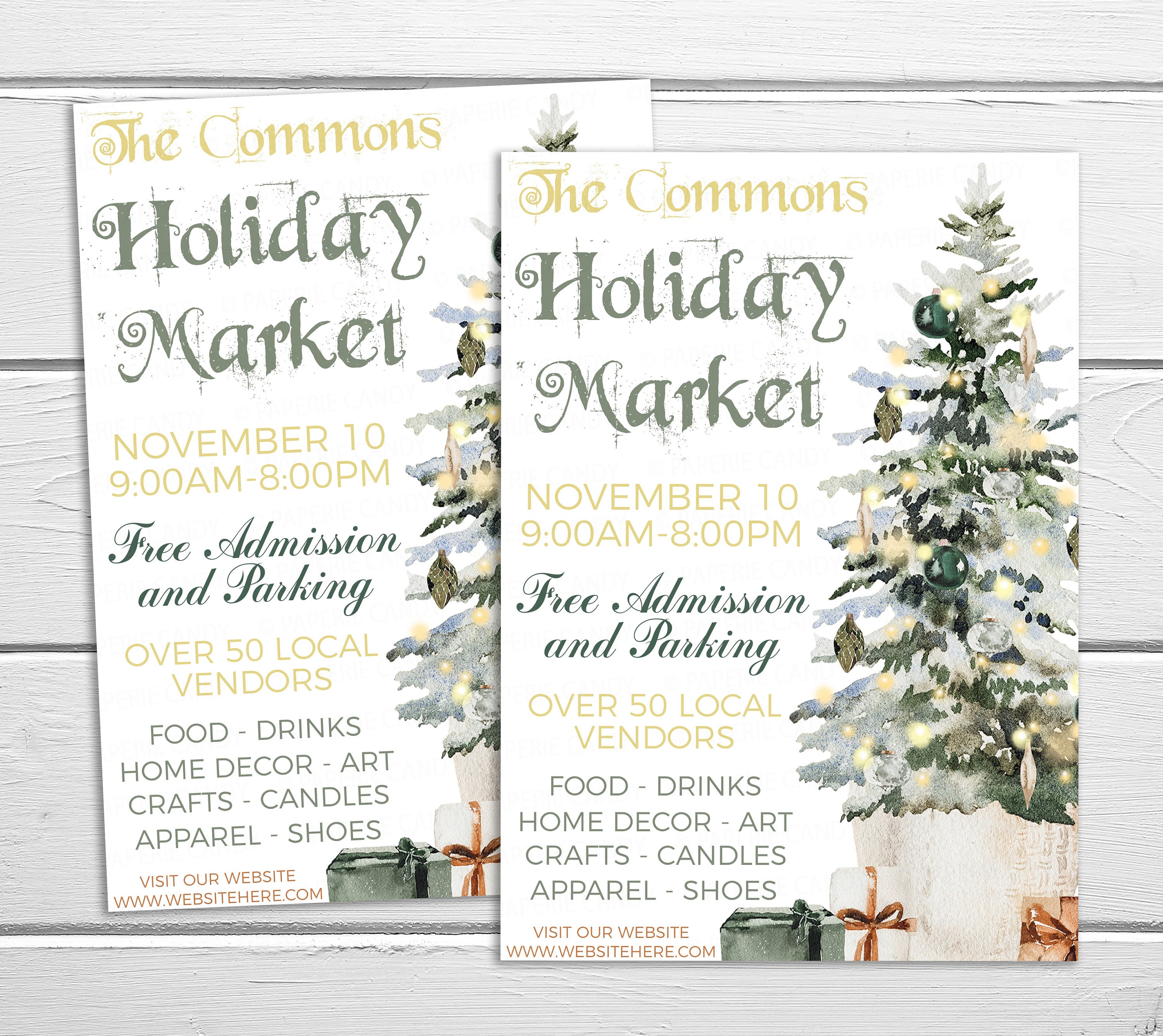 Editable Holiday Market Invitation, Winter Holiday Invite, Boutique ...