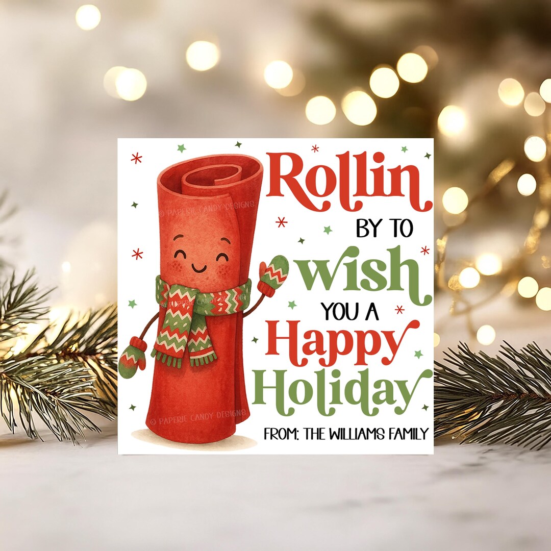 Christmas Fruit Roll Gift Tag, Holiday Roll Ups Strips Label, Gift for ...