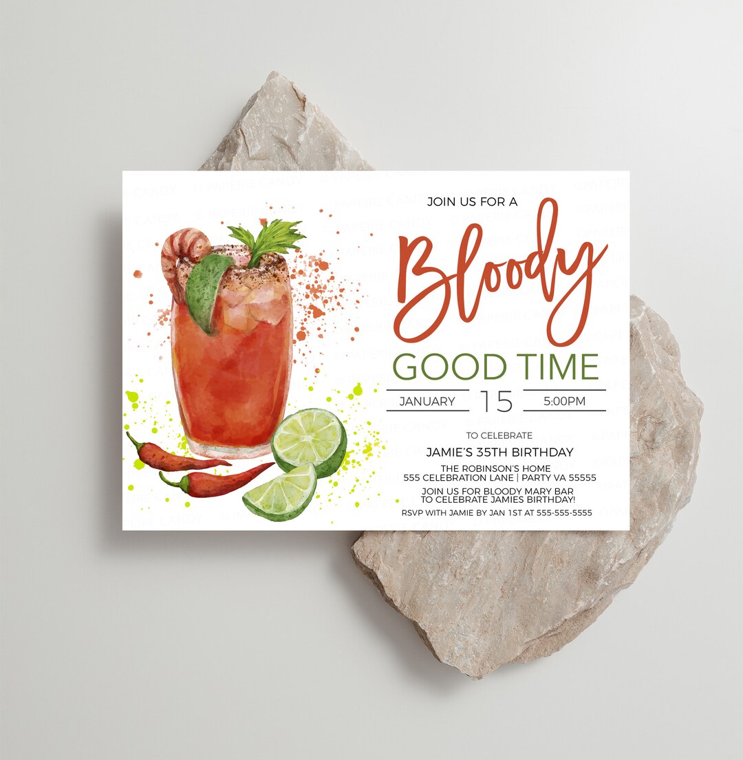 Bloody Mary Invitation, Bloody Mary Bar Party Invite, Bloody Good Time ...