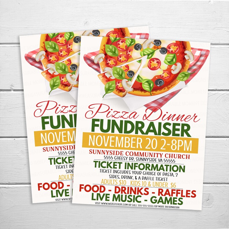Editable Pizza Fundraiser Flyer, Pizza Dinner Fundraising Invitation ...