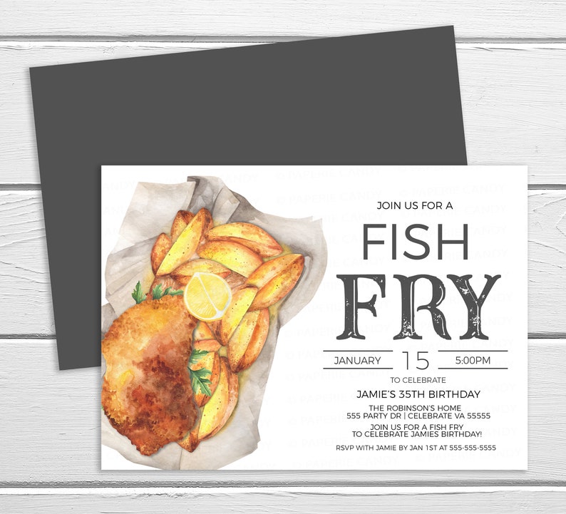 Fish Fry Invitation Fish and Chips Invite Seafood Birthday - Etsy