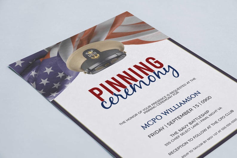 Editable MCPO Pinning Ceremony Invitation, E9 Master Chief Petty ...