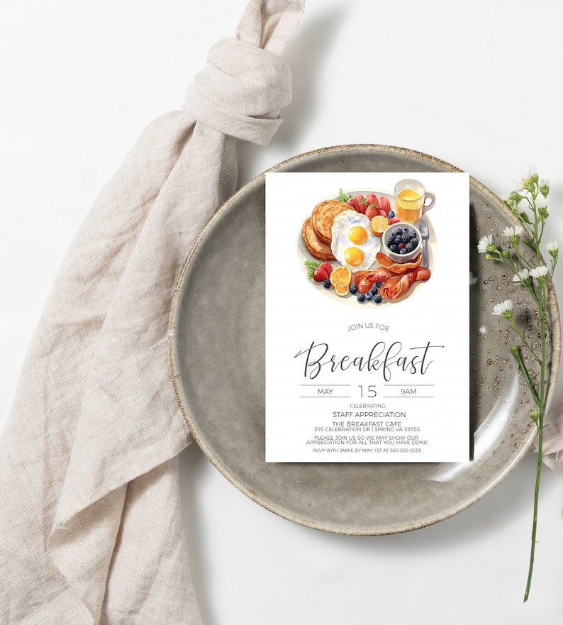 Breakfast Invitation Staff Employee Appreciation Breakfast - Etsy