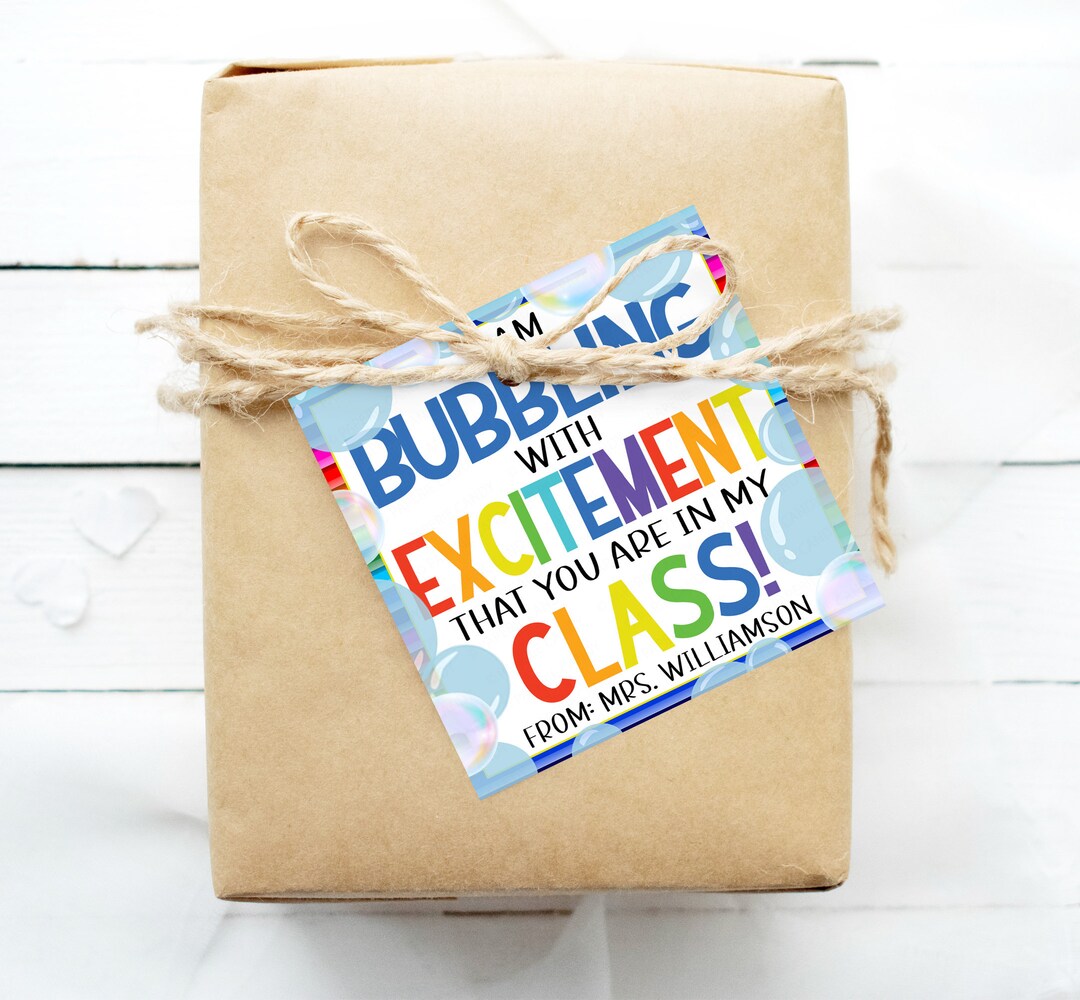 Back to School Bubbles Gift Tags, Bubbling With Excitement, First Day ...