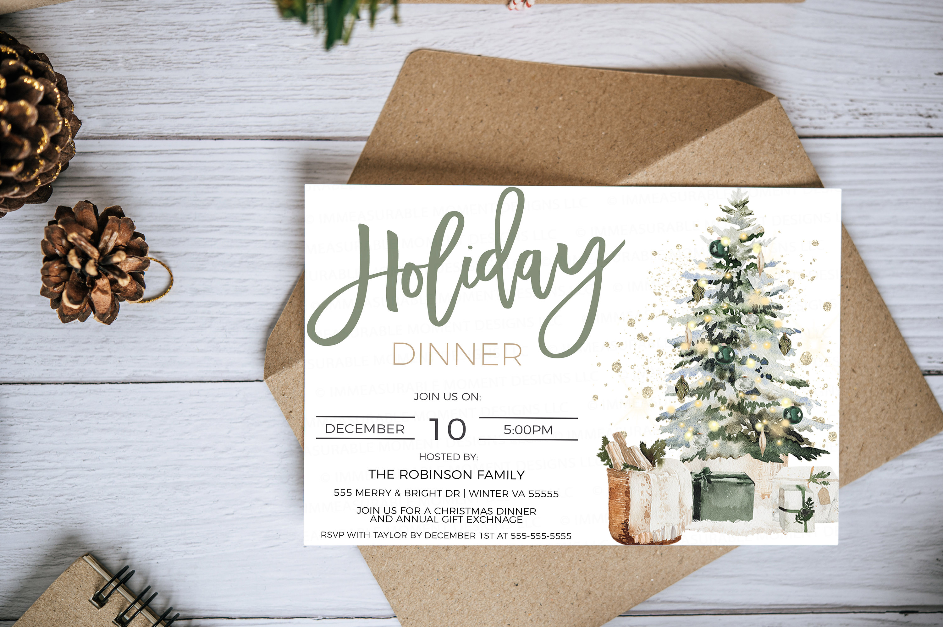 Editable Holiday Party Invitation, Brunch Lunch Dinner Breakfast Invite ...