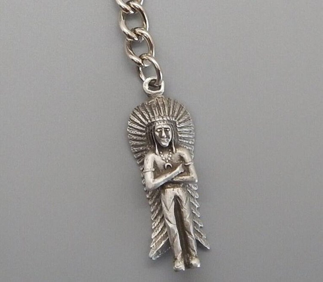 Vintage Indian Chief With Full Headdress Keychain - Etsy