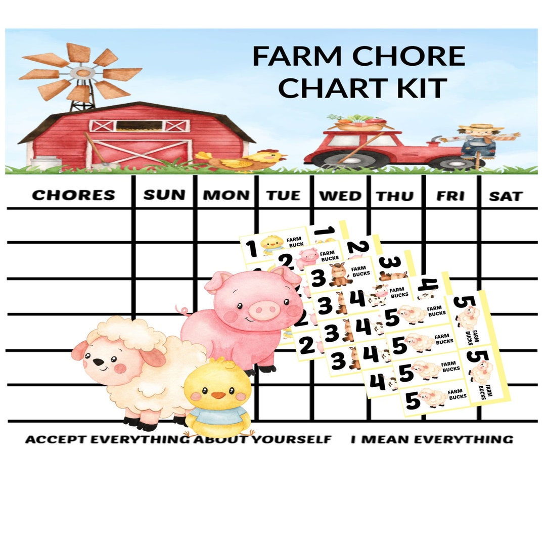 Rewards Chart Printable Childrens Farm Animals Fun Chore Chart Rewards ...