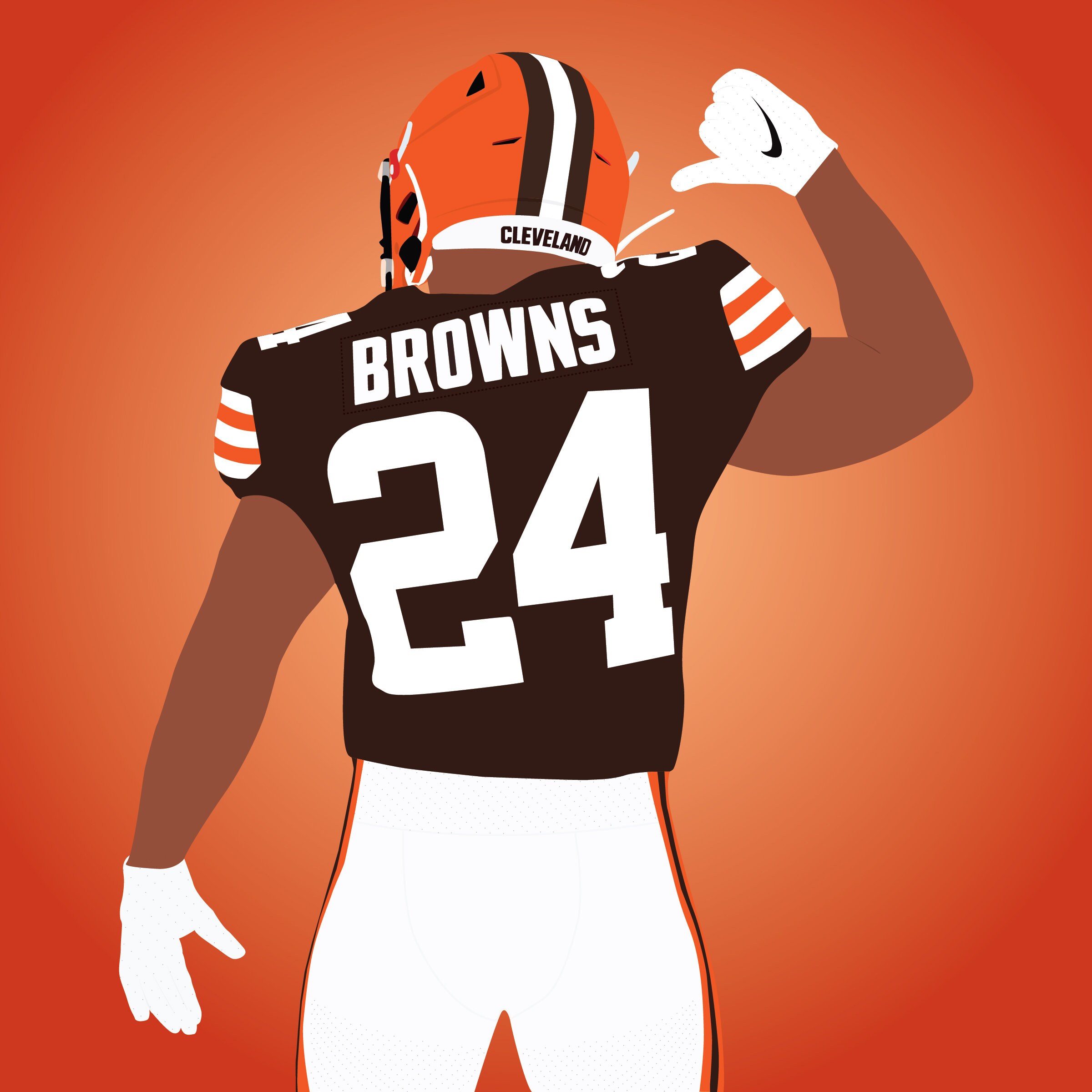 Nick Chubb PRINTED EDITION, Cleveland Browns, Wall Art ,NFL Football ...