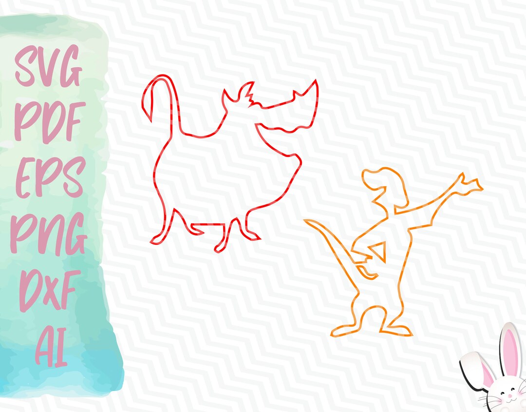 Timon and Pumba Outline SVG Instant Download Design Lion King Svg Pdf ...