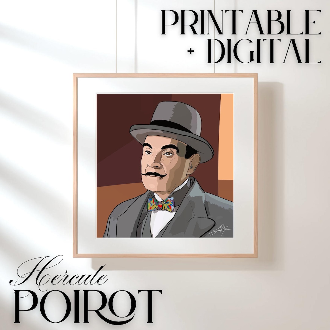 Hercule Poirot Digital Art Print – Vintage Detective Poster – Agatha ...