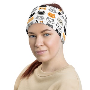 Cool Cats Neck Gaiter Funny Cat Faces Multipurpose Face Covering Kitty ...